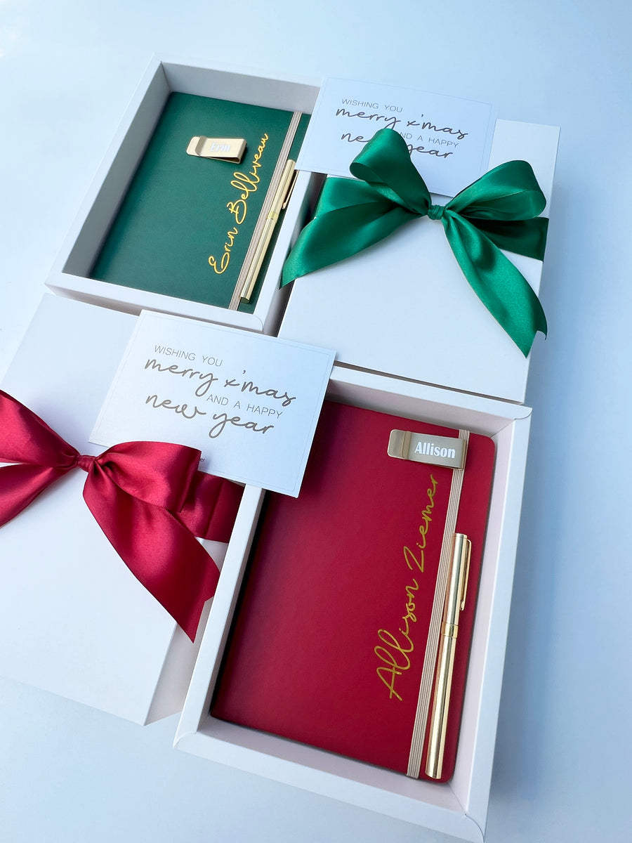 Notebook (Thick) Gift Set in Emerald Green/Crimson Red – My Gift Maker