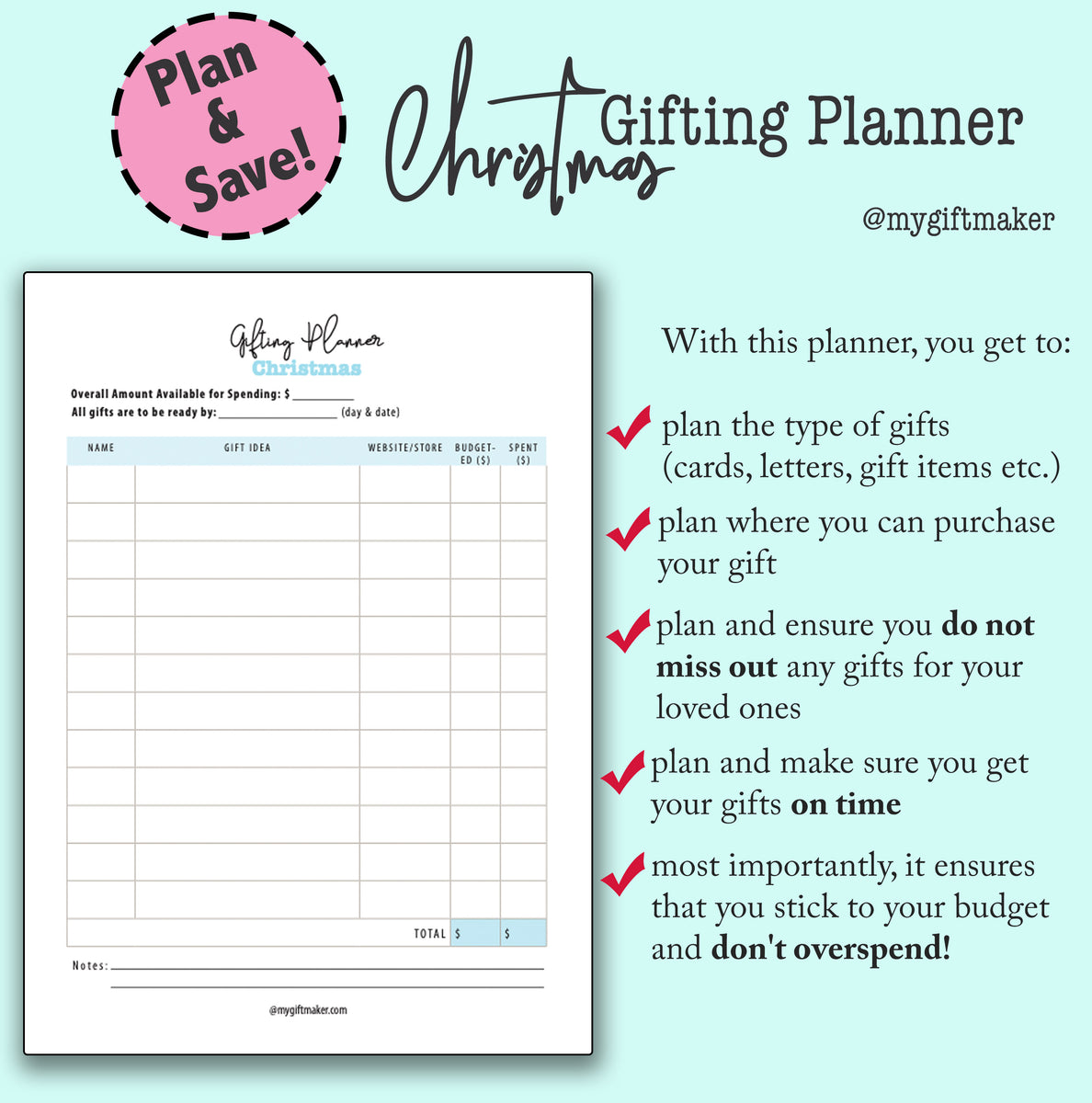 NEW! Christmas Gifting Planner [Instant download, Printable] – My Gift ...